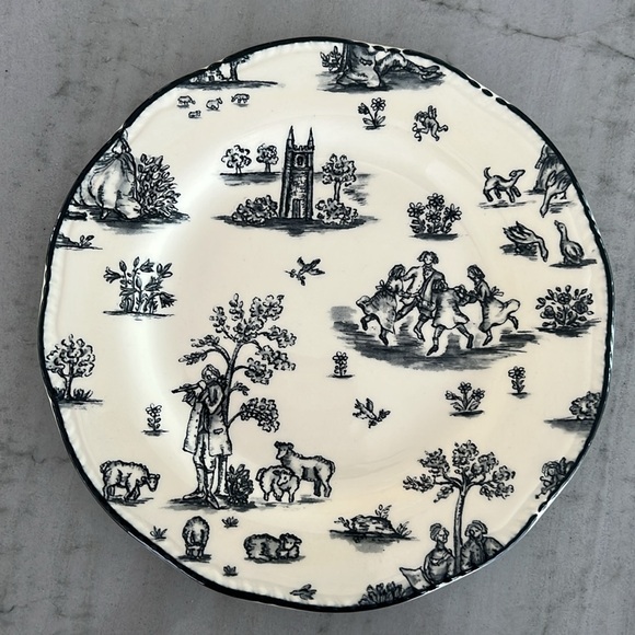 Wood & Sons | Dining | Vintage Black Toile De Jouy Salad Plates ...